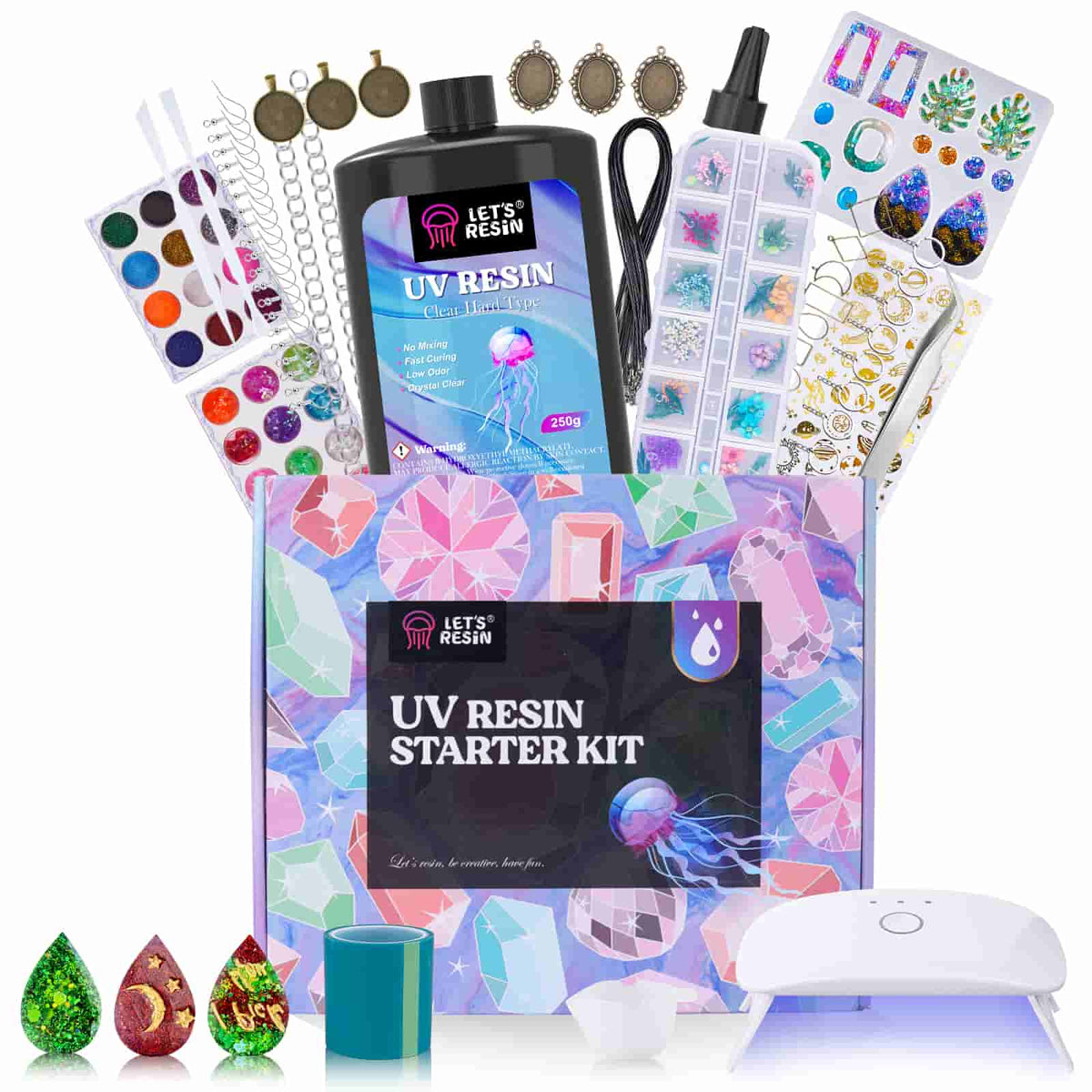 UV Resin Kit with Light,153Pcs Resin Jewelry Making Kit with Highly ...