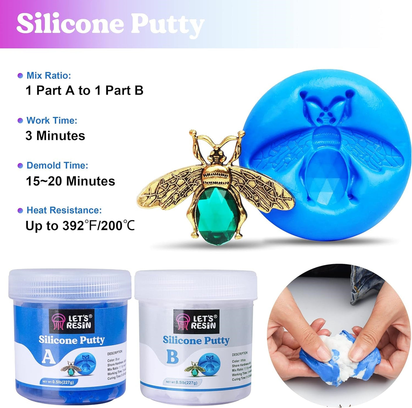 LET'S RESIN Silicone Putty,1LB Silicone Mold Making Kit, Non-Toxic ...