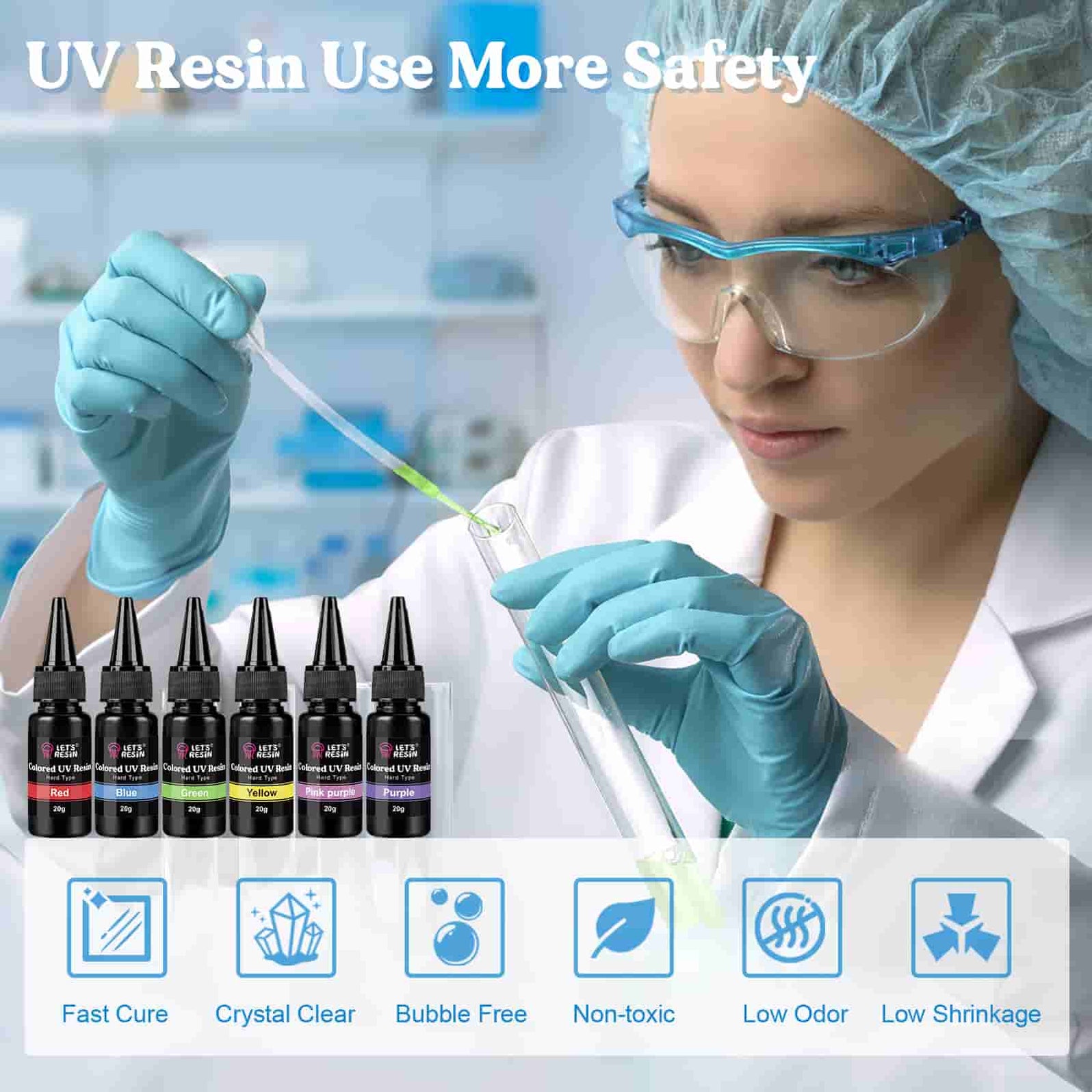 Colorful UV Resin Kit Epoxy Clear for Crafts Jewelry Making Decoration ...